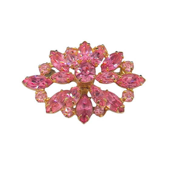 Vintage | Jewelry | Vintage Bright Pink Marquis Round Dimensional ...